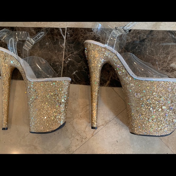 Pleaser | Shoes | New Custom Gold 8 Inch Pleaser Heels Size 5 | Poshmark